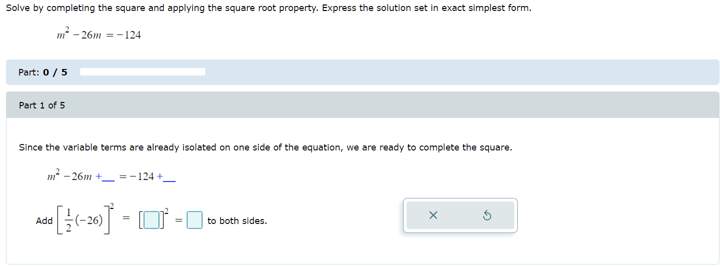 Solved Solve by completing the square and applying the | Chegg.com