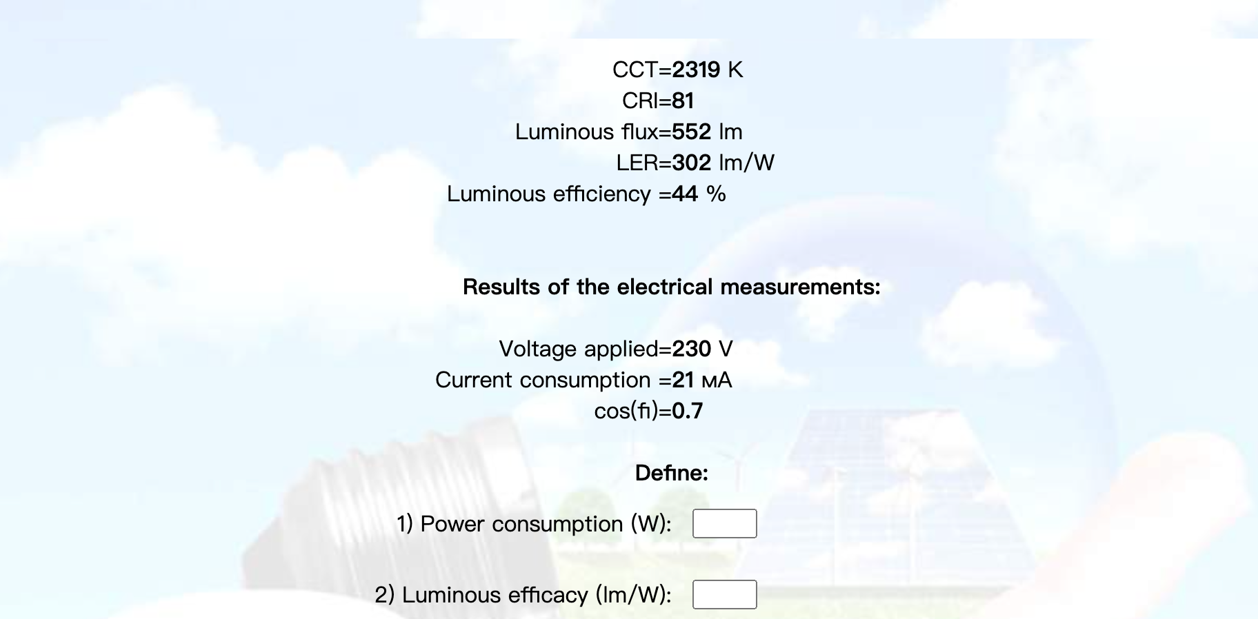Solved question 3: type of the lamp: fluorescent lamp/ | Chegg.com