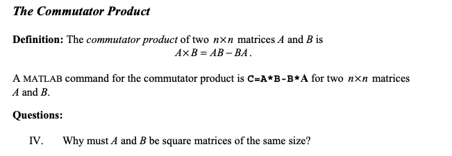 Solved The Commutator Product Definition: The commutator | Chegg.com Solved The Commutator Product Definition: The commutator | Chegg.com