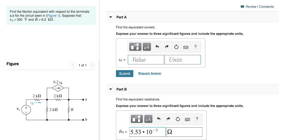 Solved A Review Constants Find the Norton equivalent with | Chegg.com
