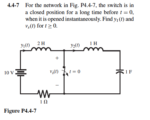 Solved 4.4-7 For the network in Fig. P4.4-7, the switch is | Chegg.com