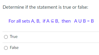Solved Determine if the statement is true or false:For all | Chegg.com