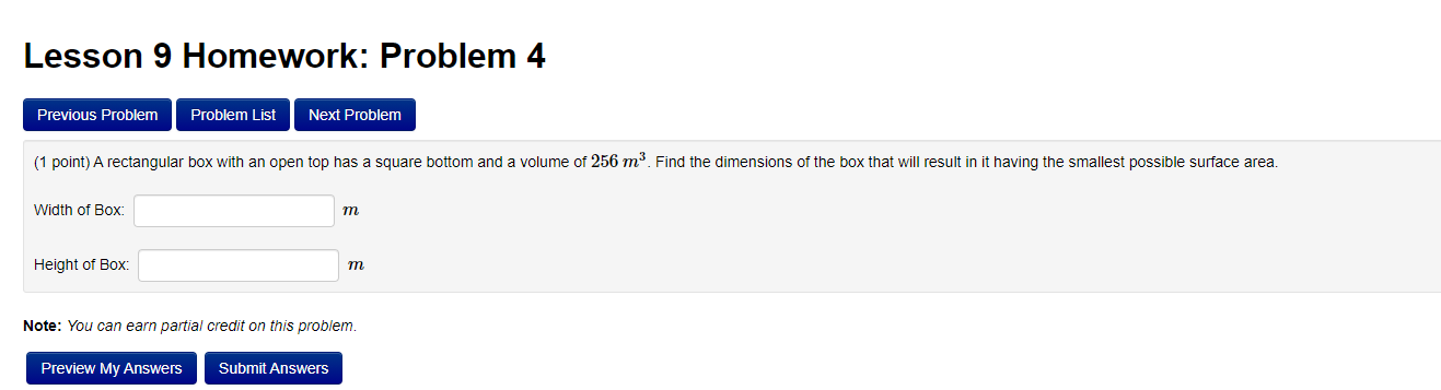 Solved Lesson 9 Homework: Problem 4 Previous Problem Problem | Chegg.com