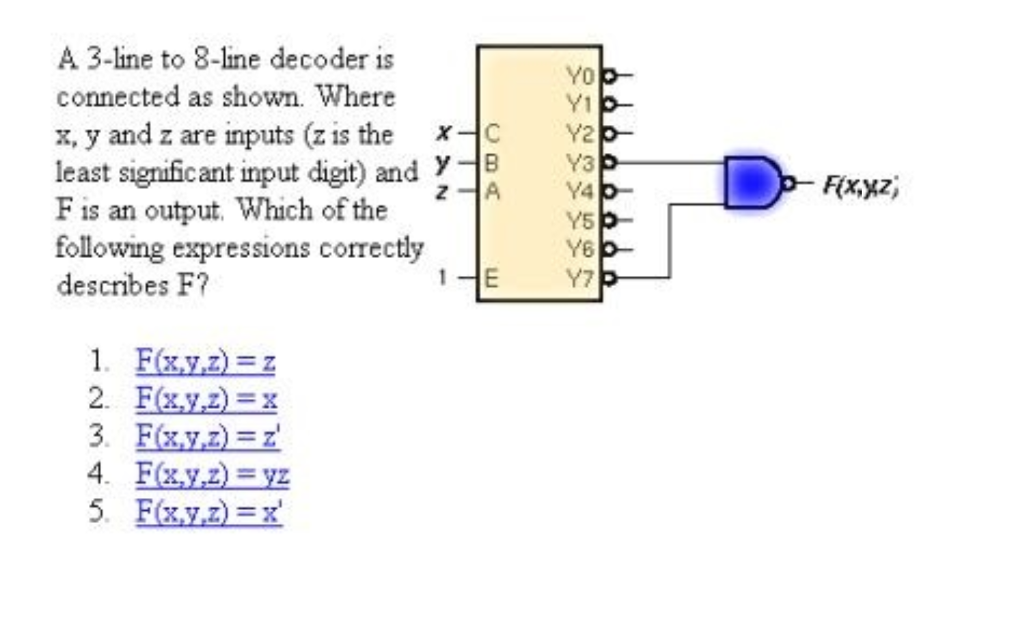 Solved A 3-line to 8-line decoder is connected as shown. | Chegg.com