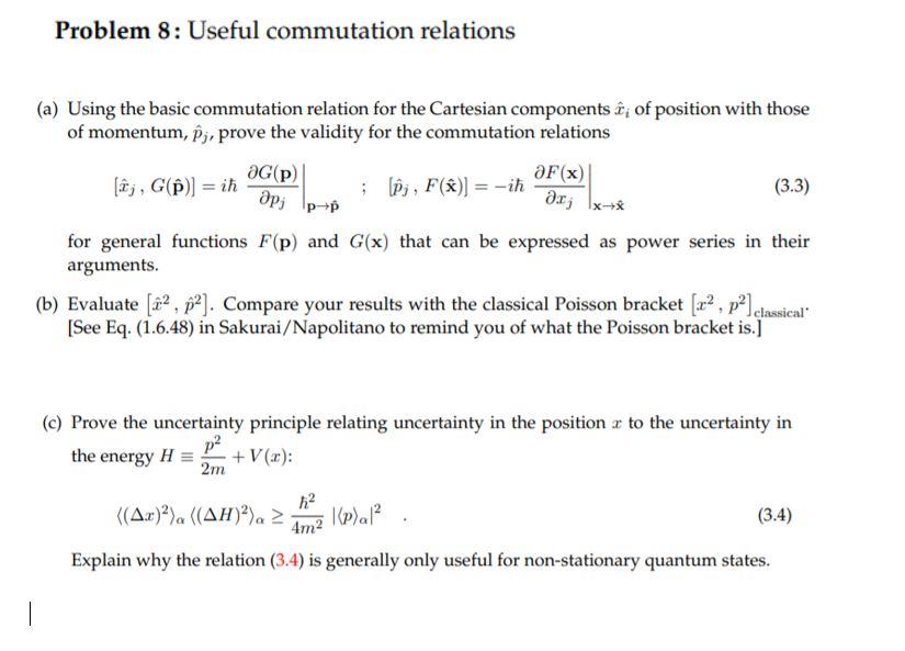 Solved Problem 8: Useful commutation relations : дрі (a) | Chegg.com