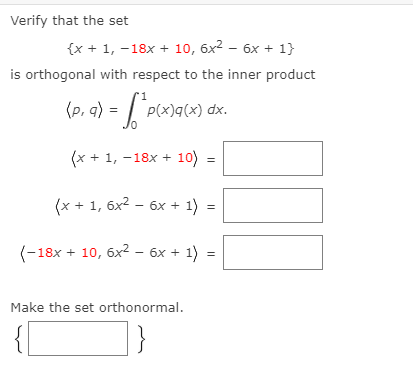 Solved Verify that the set {x + 1, -18x + 10, 6x2 - 6x + 1} | Chegg.com