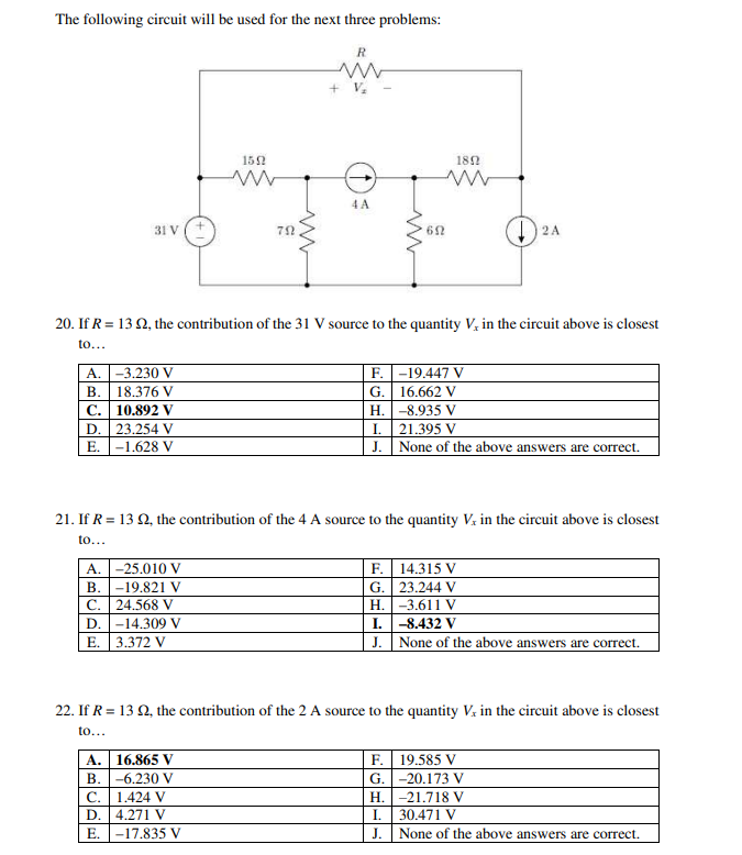 Solved The following circuit will be used for the next three | Chegg.com