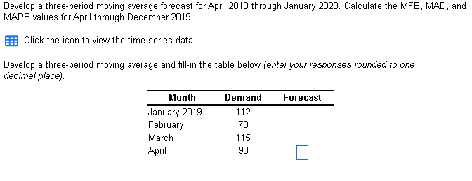 Develop a three-period moving average forecast for | Chegg.com