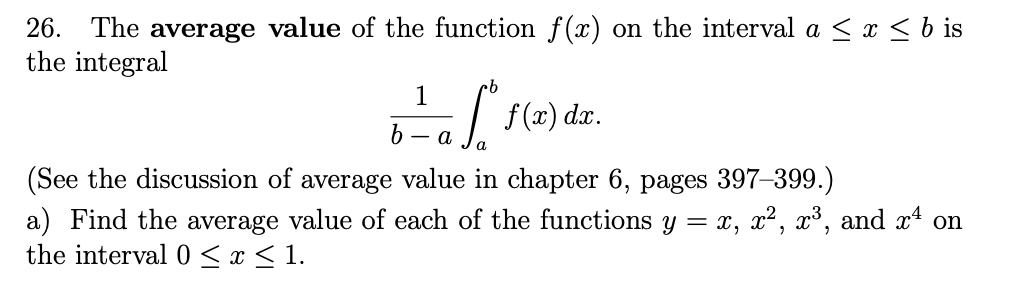 Solved 26. The average value of the function f(x) on the | Chegg.com