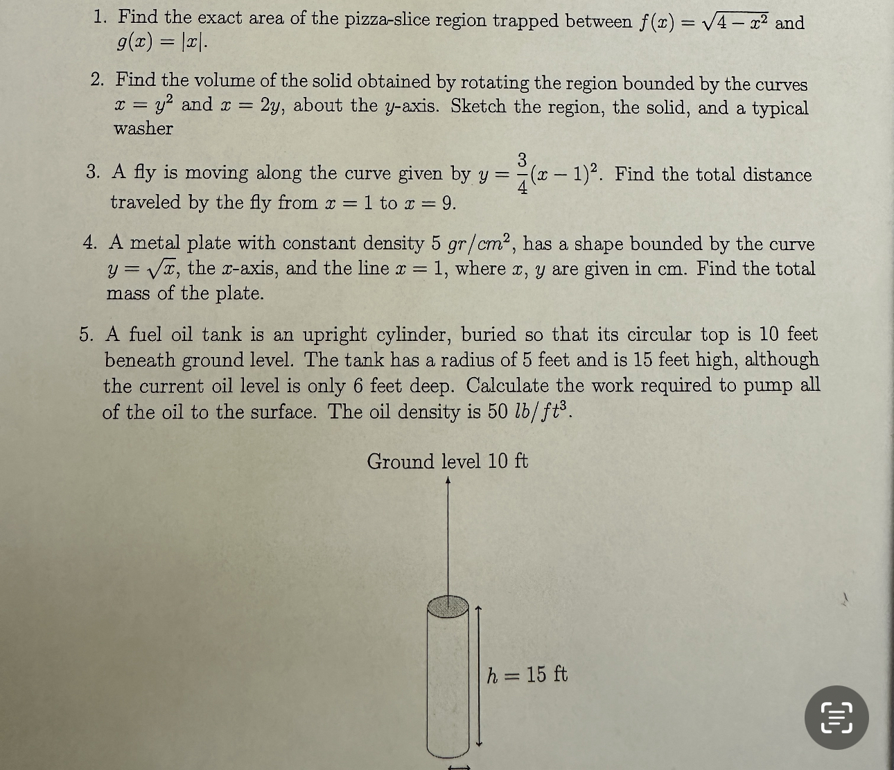 Solved 1. Find the exact area of the pizza-slice region | Chegg.com