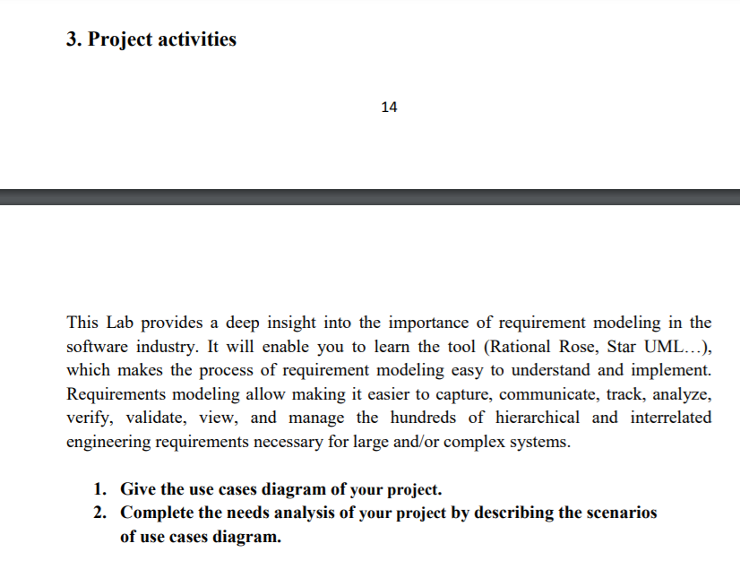 Solved 3. Project activities 14 This Lab provides a deep | Chegg.com