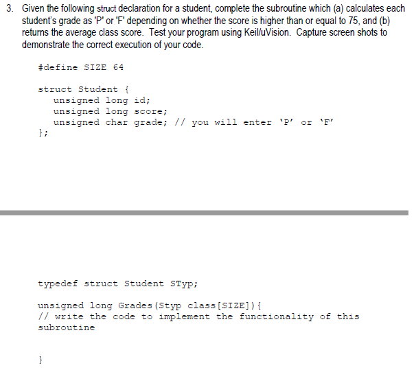 Solved 3 Given The Following Struct Declaration For A