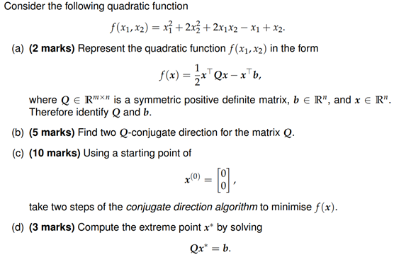 Solved Consider the following quadratic function | Chegg.com