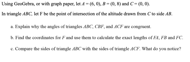 Solved Using GeoGebra, or with graph paper, let | Chegg.com