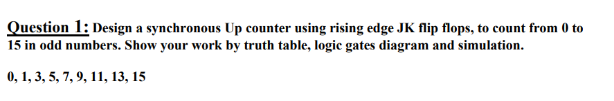 Solved Question 1: Design a synchronous Up counter using | Chegg.com