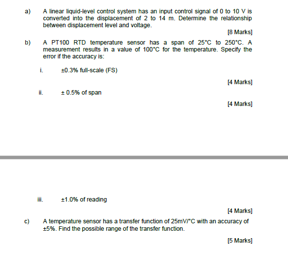 Solved a) b) A linear liquid-level control system has an | Chegg.com