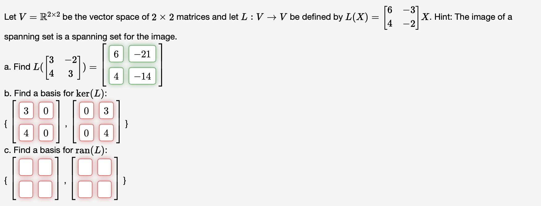 Solved 56 Let V = R2x2 be the vector space of 2 x 2 matrices | Chegg.com