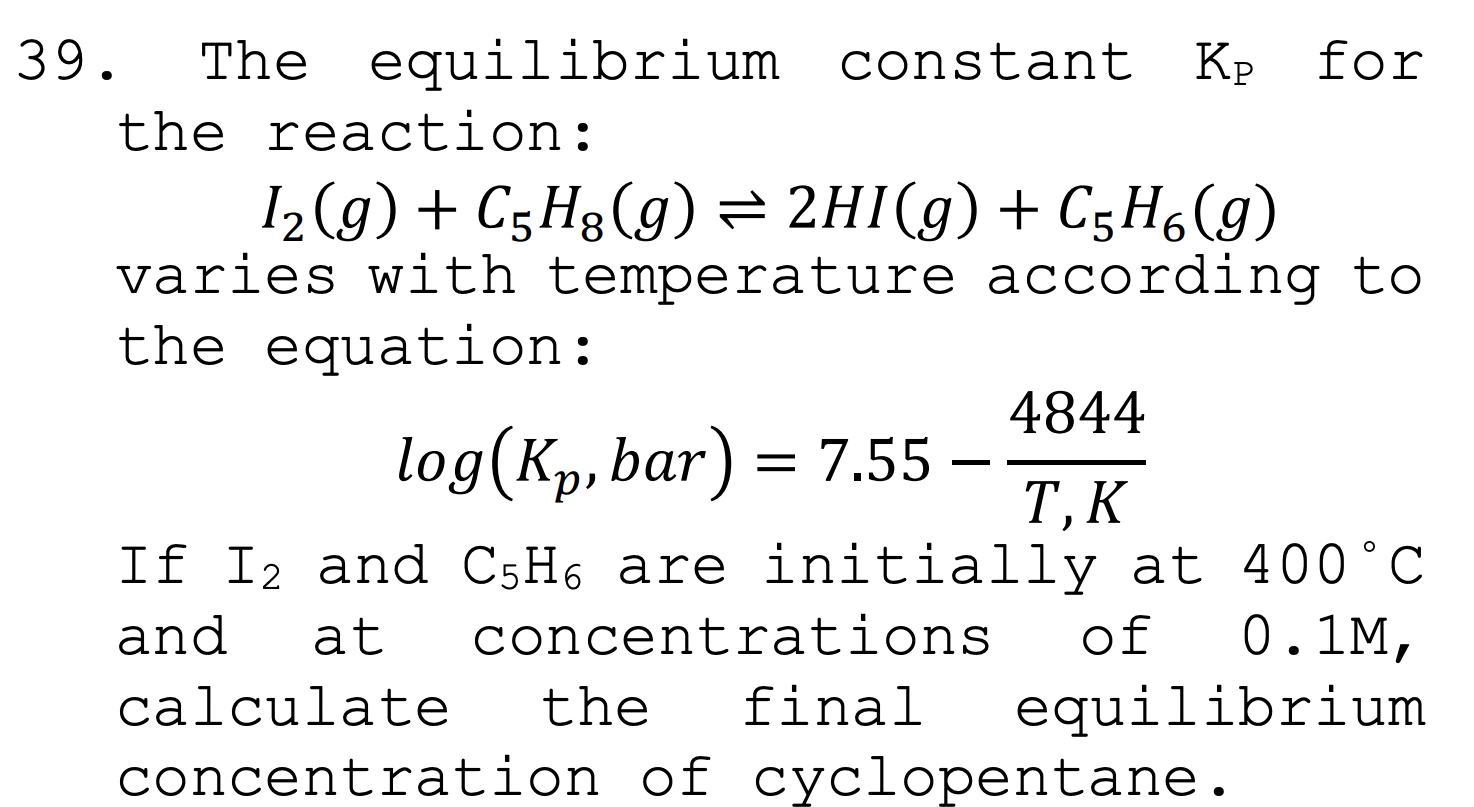 Solved 9. The equilibrium constant KP for the reaction: | Chegg.com