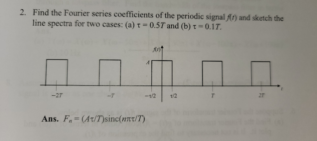 Solved 2. Find the Fourier series coefficients of the | Chegg.com
