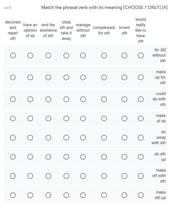 Solved - 8 Match the phrasal verb with its meaning [CHOOSE 7 | Chegg.com