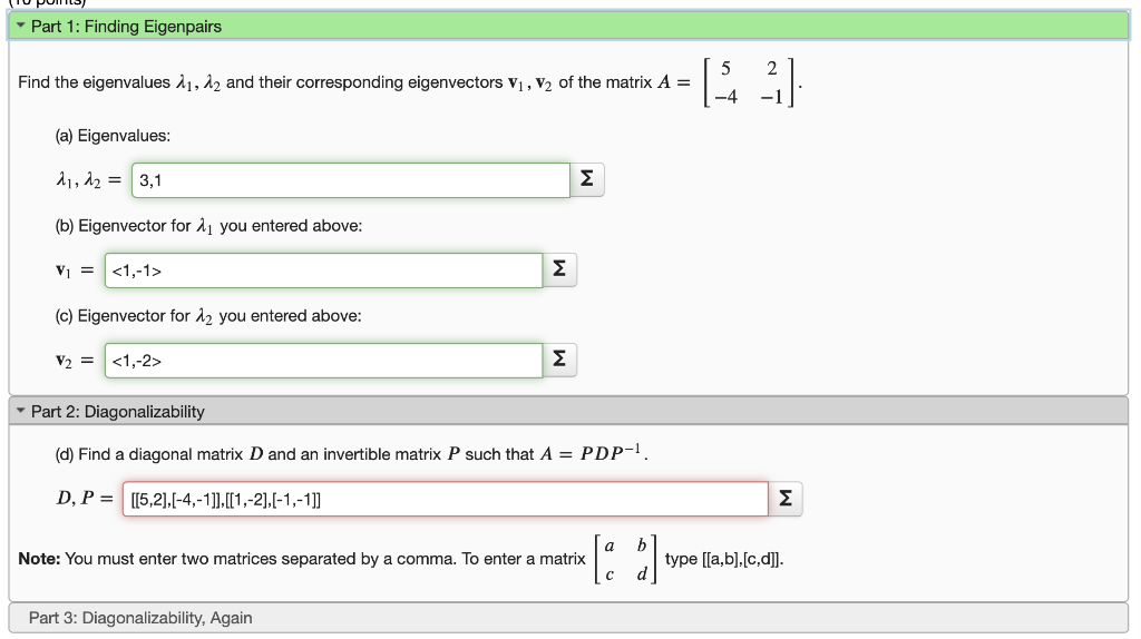 Solved Part 1: Finding Eigenpairs Find the eigenvalues 11, | Chegg.com