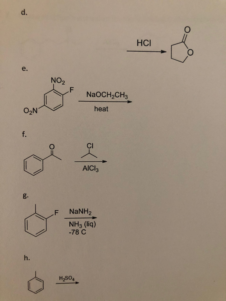 Solved HCI NO. NaOCH2CH3 ON heat AICI3 NaNH2 NH3 (liq) -78 C | Chegg.com
