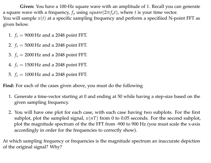 Given: You have a 100-Hz square wave with an | Chegg.com