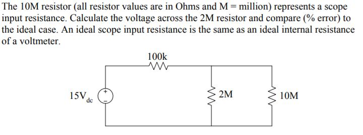 Solved The 10M resistor (all resistor values are in Ohms and | Chegg.com