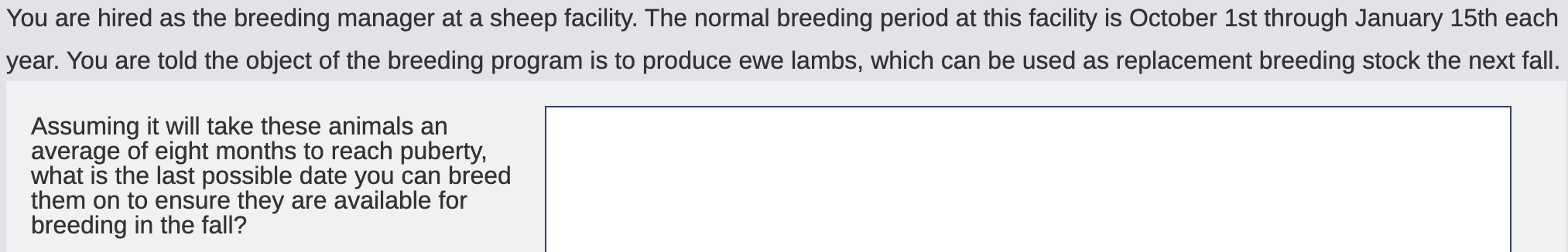 Solved You are hired as the breeding manager at a sheep | Chegg.com