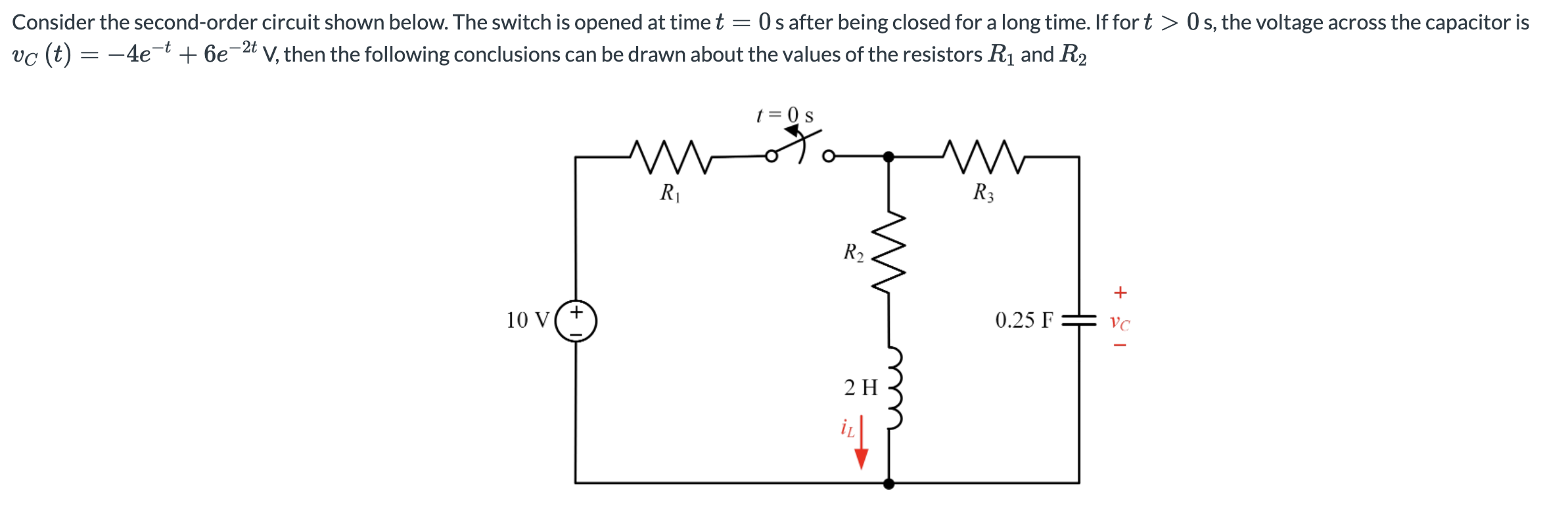 Solved Consider the second-order circuit shown below. The | Chegg.com