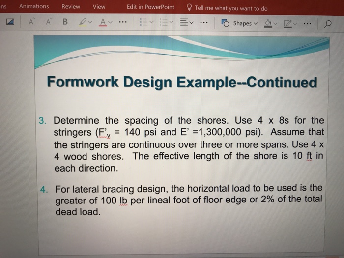 Solved Formwork Design Example Design the formwork for a | Chegg.com