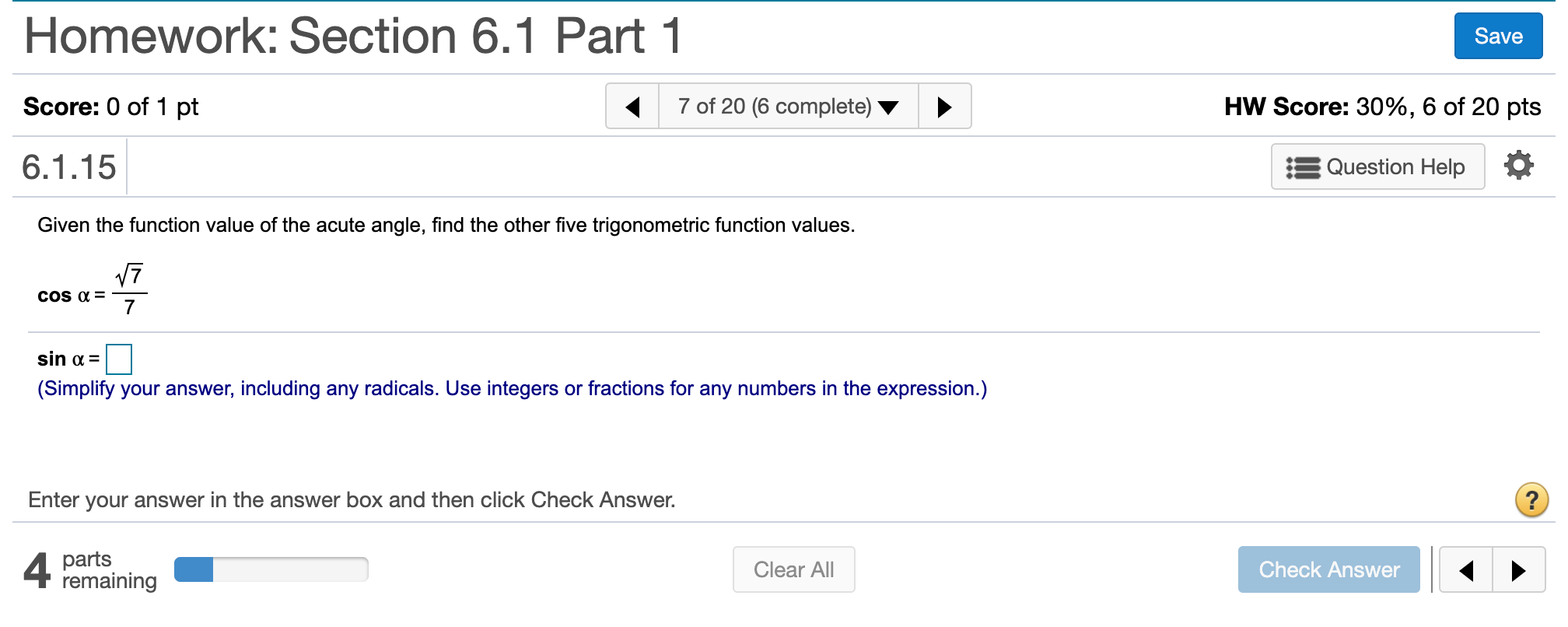 Solved Homework Section 6 1 Part 1 Save Score 0 Of 1 Pt 7