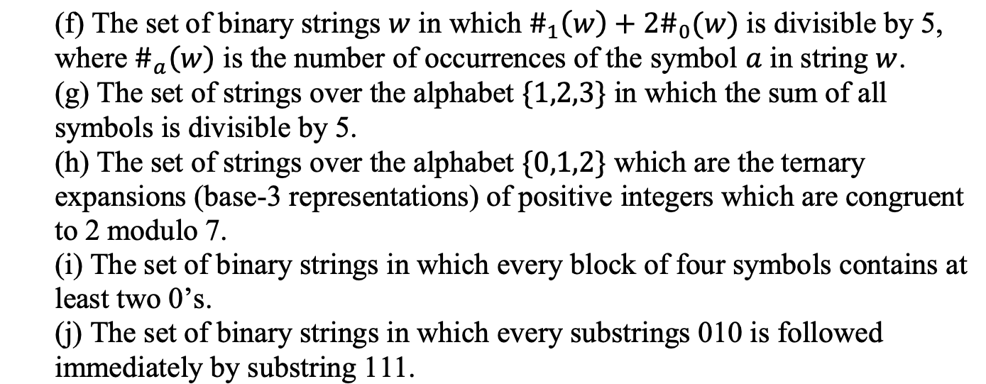 Solved For each of the following languages, construct a DFA | Chegg.com