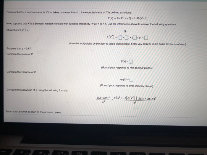 Solved Observe that for a random variable Y that takes on | Chegg.com