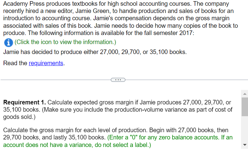 Solved Academy Press produces textbooks for high school | Chegg.com