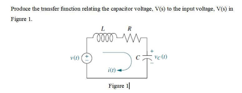 Solved Produce the transfer function relating the capacitor | Chegg.com