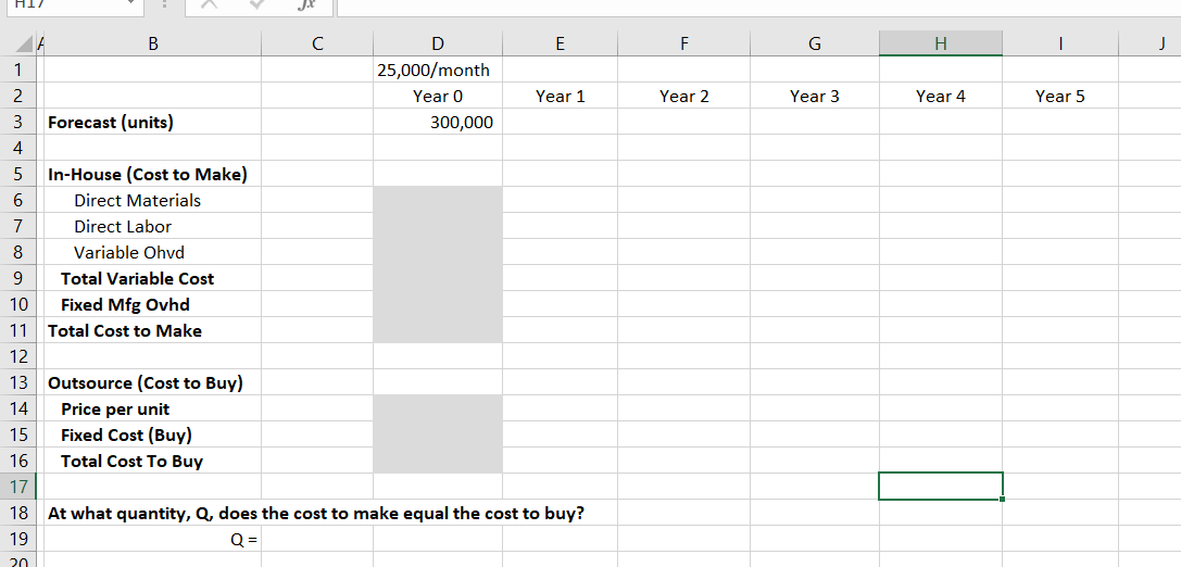 Solved QUESTION \#5 - Make Vs Buy Gianna, Primo's Chief | Chegg.com