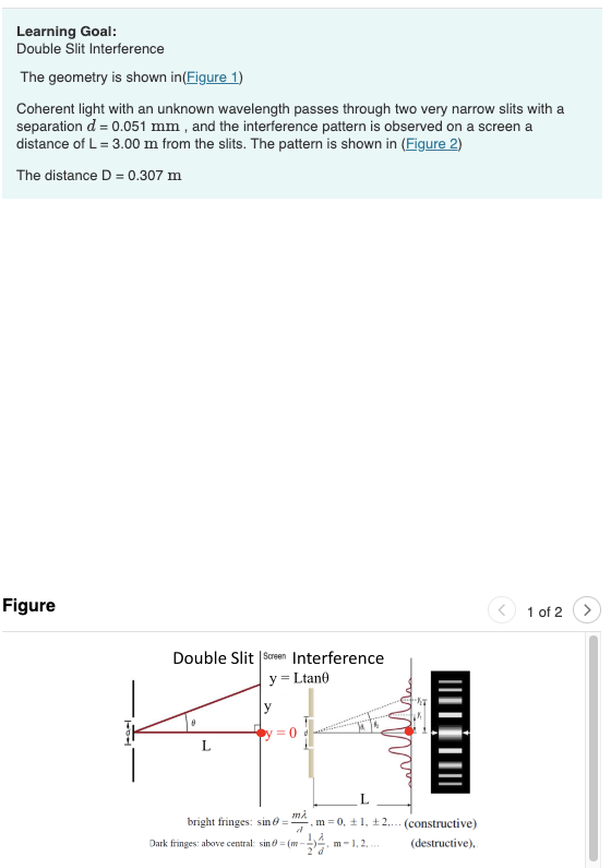 Solved Learning Goal: Double Slit Interference The geometry | Chegg.com