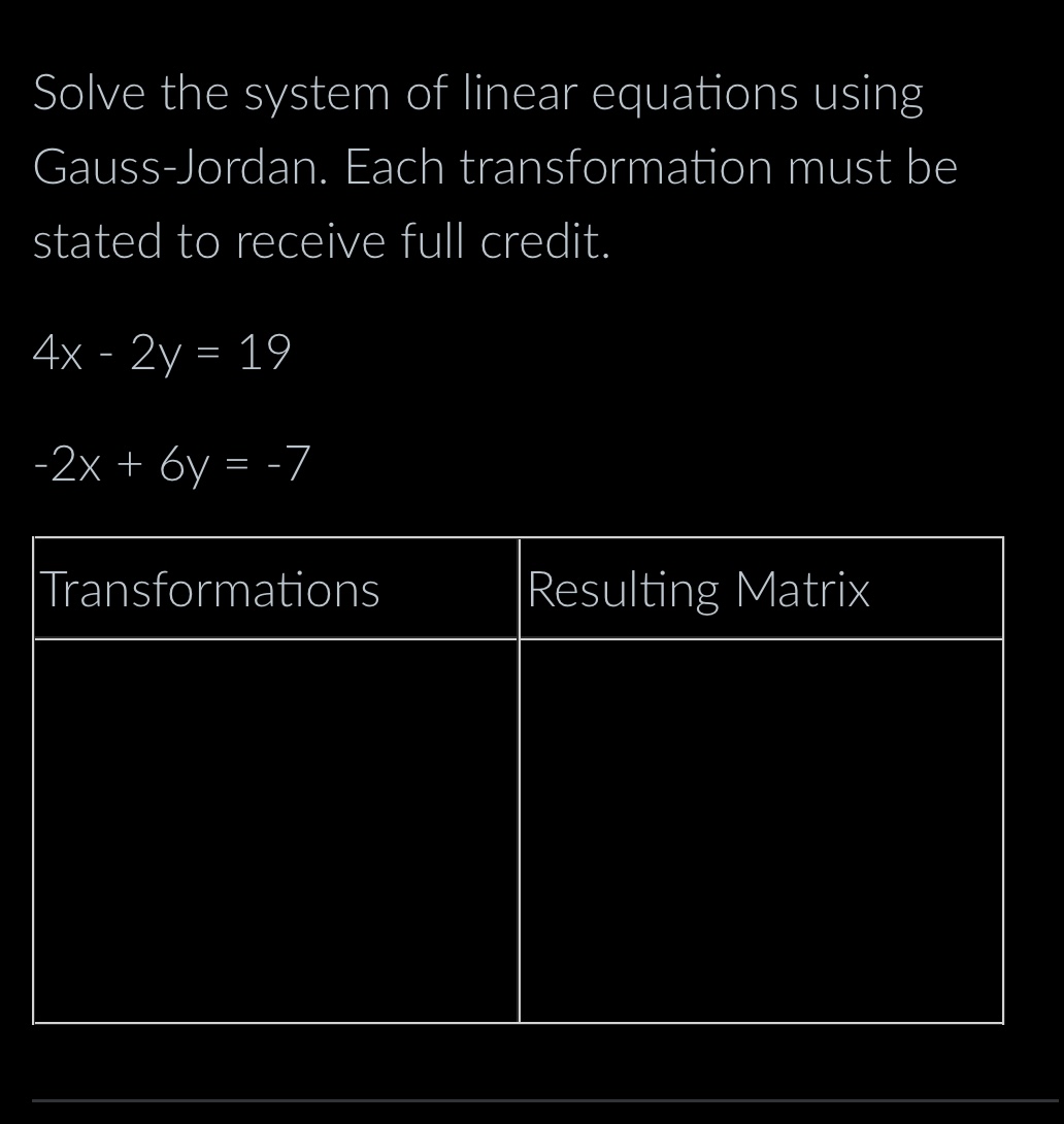 Solved Solve the system of linear equations using | Chegg.com