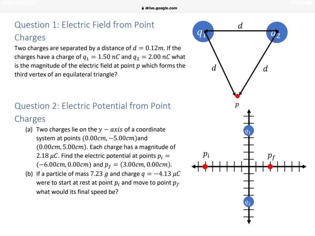 Solved Question 1: Electric Field from Point Charges Two | Chegg.com