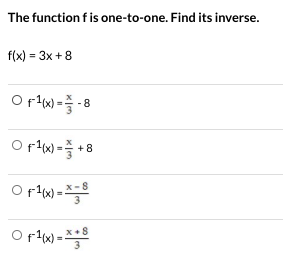 Solved The function f is one-to-one. Find its inverse. f(x) | Chegg.com