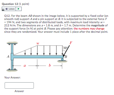 Solved Question 12 (1 point) Listen Q12. For the beam | Chegg.com