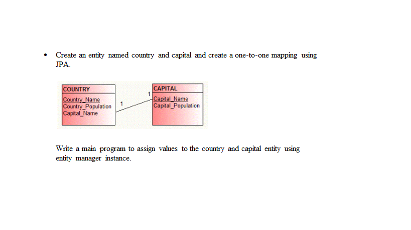 Solved Create an entity named country and capital and create | Chegg.com