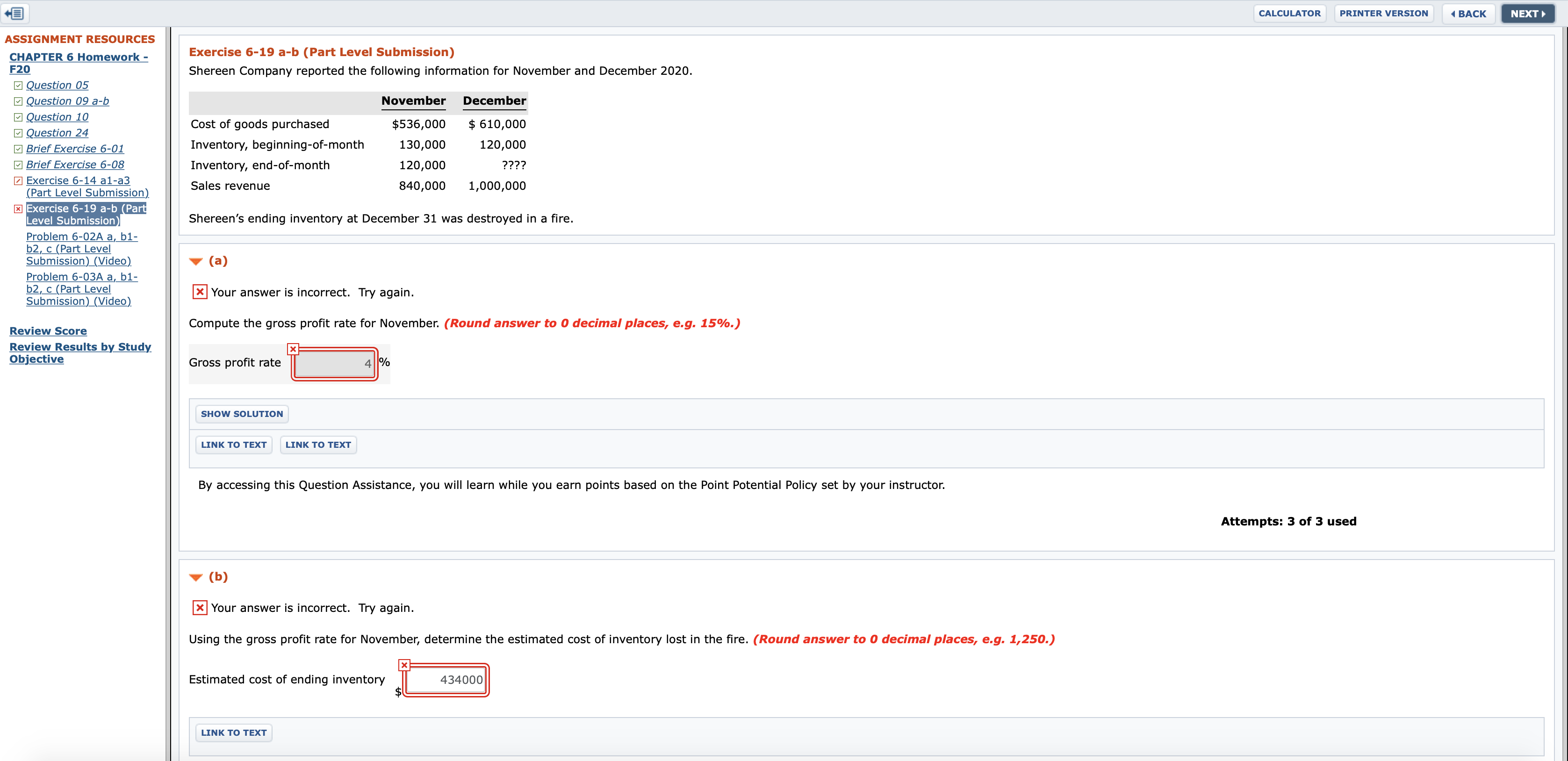Solved Exercise 6-19 a-b (Part Level Submission) Shereen | Chegg.com