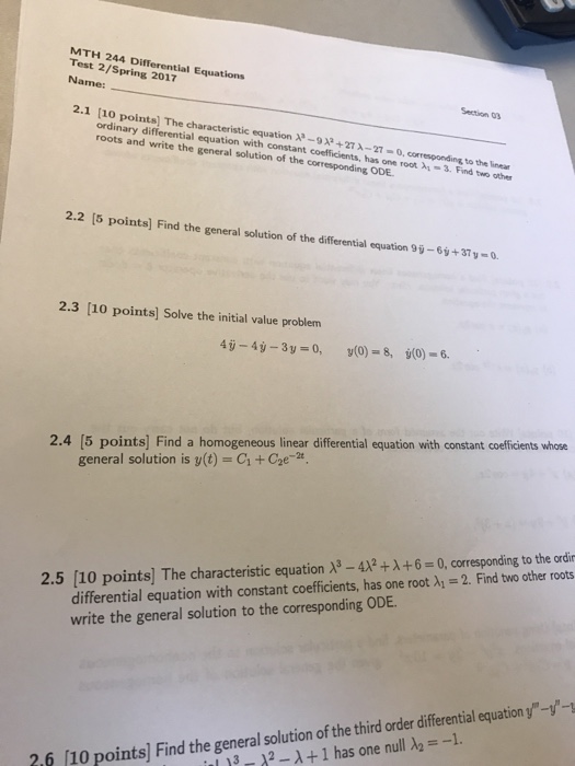 Solved The characteristic equation lambda^3 - 9 lambda^2 + | Chegg.com