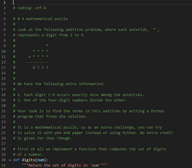 Solved 1 2 # coding: utf-8 3 # # A mathematical puzzle # # | Chegg.com