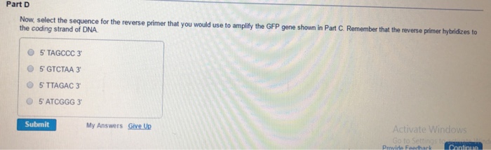 Now, select the sequence for the reverse primer that | Chegg.com