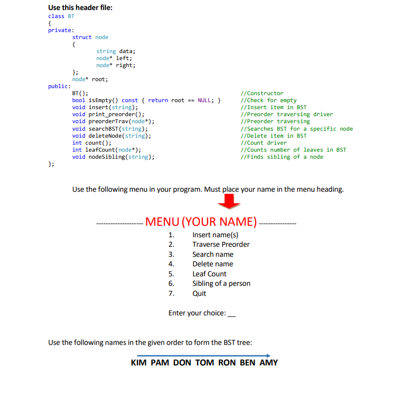 Solved Must Have Separate Header File Cpp Files Write A