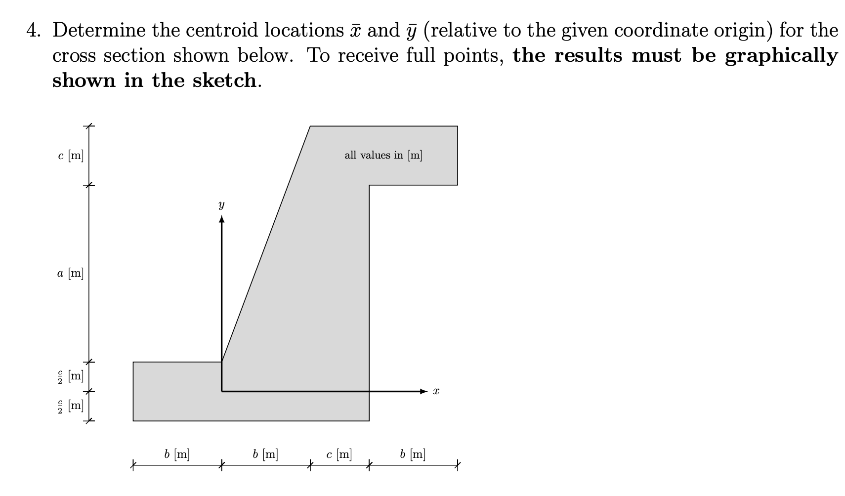 Solved 4. Determine the centroid locations 7 and y (relative | Chegg.com