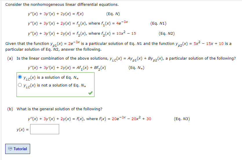 Solved Consider the nonhomogeneous linear differential | Chegg.com